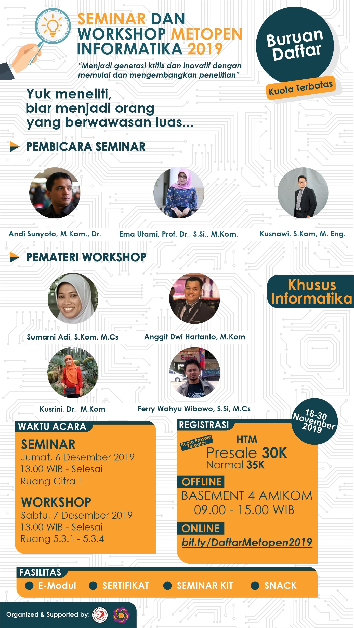 Seminar dan Workshop Metopen Informatika2019 | Universitas Amikom ...