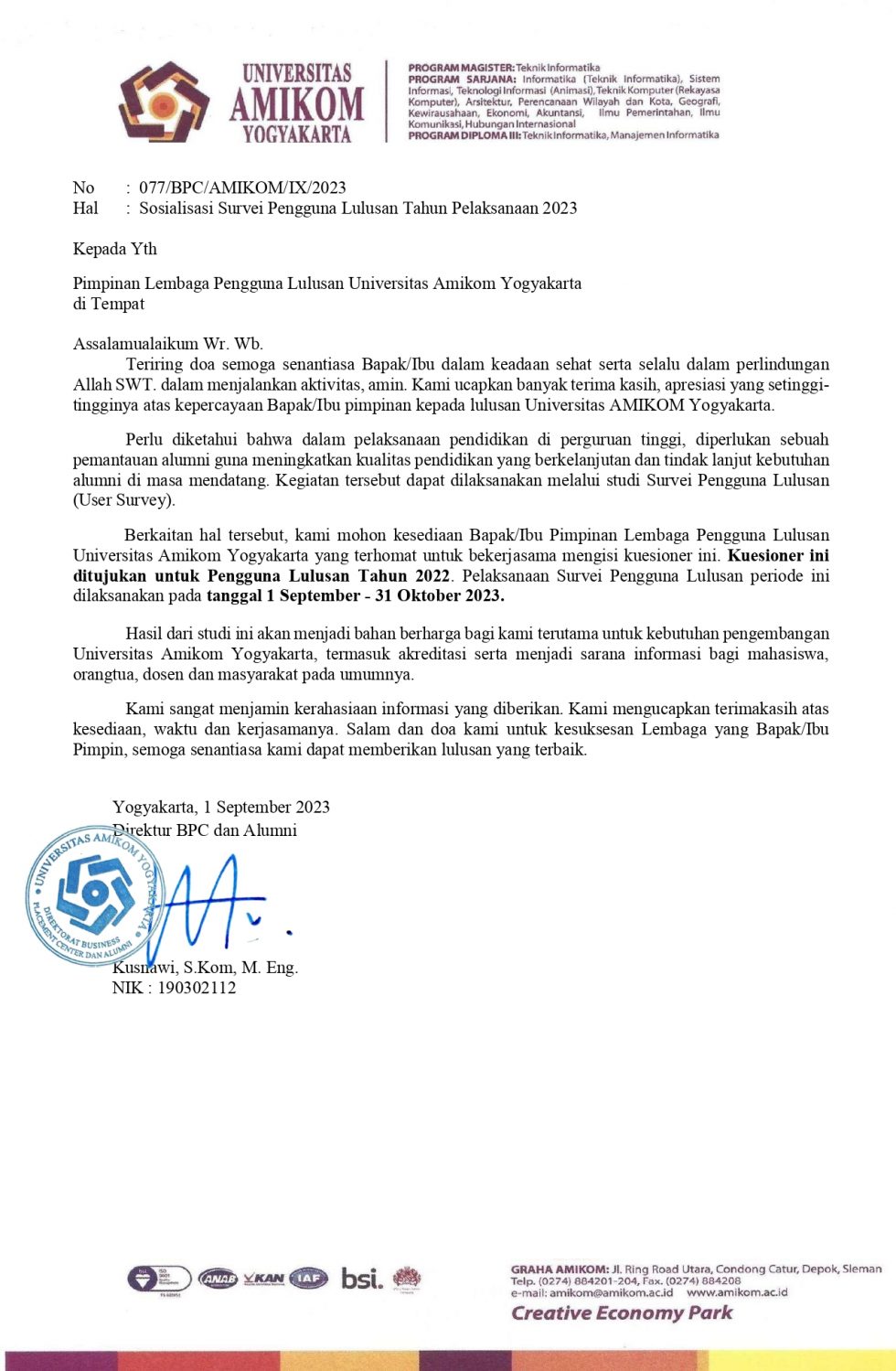 Sosialisasi Survei Pengguna Lulusan Tahun Pelaksanaan 2023 ...